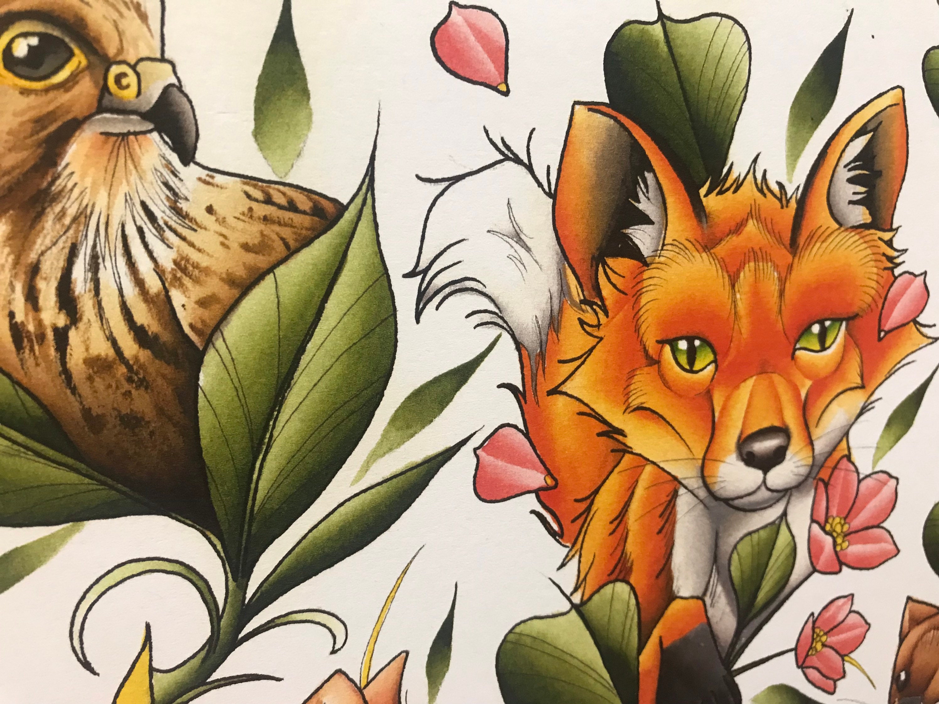 Neo-traditional British Wildlife Tattoo Art Print - Etsy