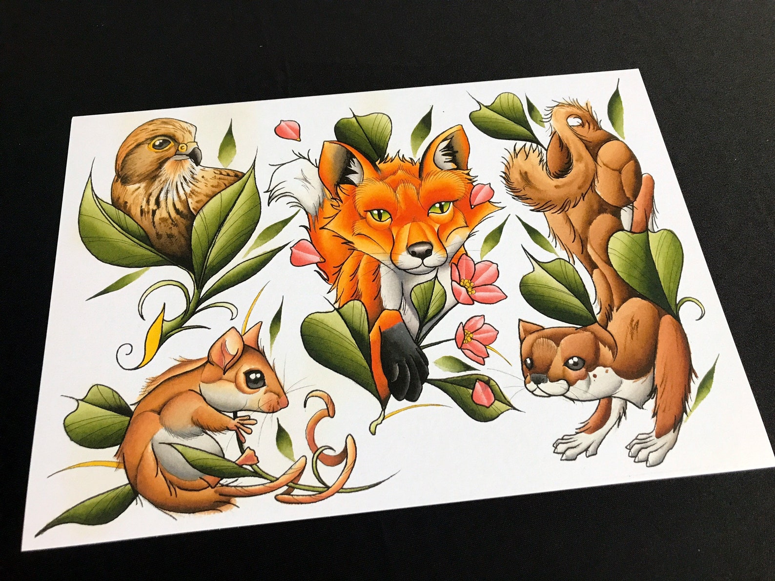 Neo-traditional British Wildlife Tattoo Art Print | Etsy