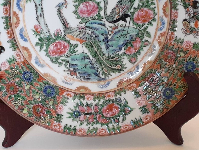 Rose Canton Plates With Peacocks Peonies Birds and Butterflies - Etsy