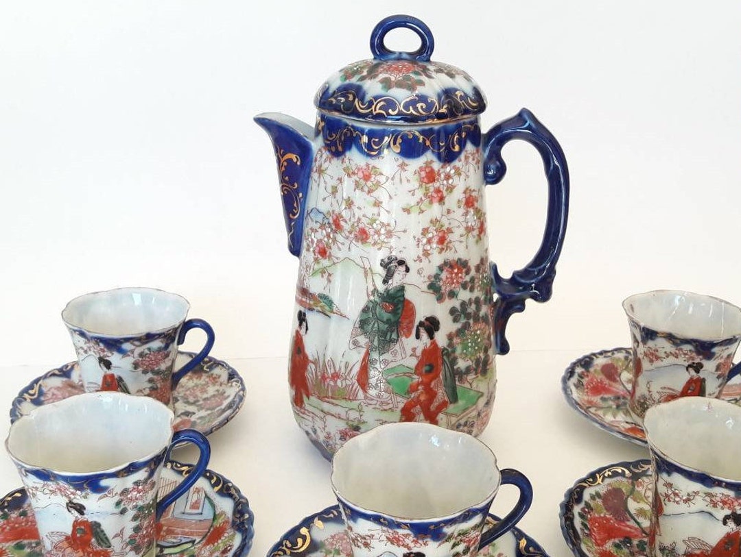 Antique Nippon Moriage Style Chocolate Pot Set - Etsy