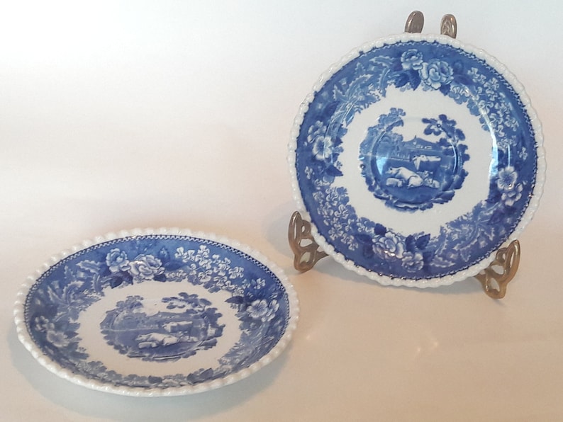 Antique Adams Cattle Scenery Blue China Saucers - Etsy