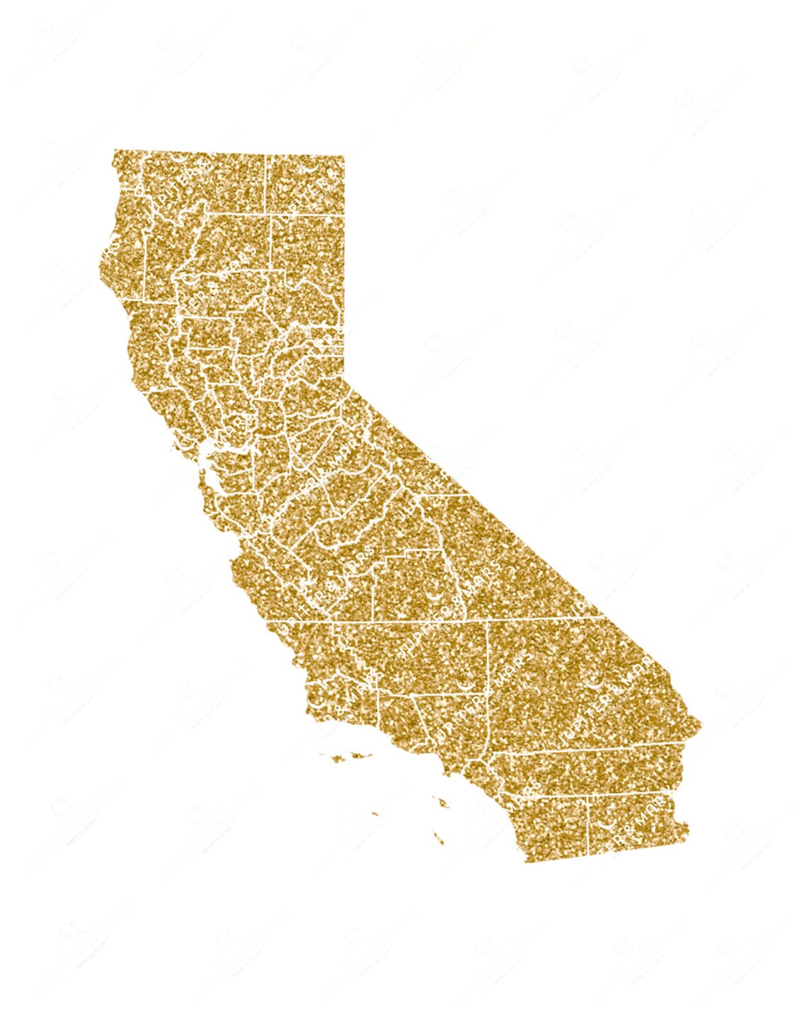 Gold Glitter California Map Wall Art 8X10 INSTANT DOWNLOAD - Etsy