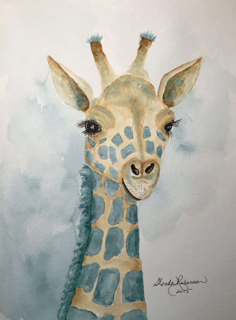 Baby Giraffe Nursery Art Children's Art Original - Etsy