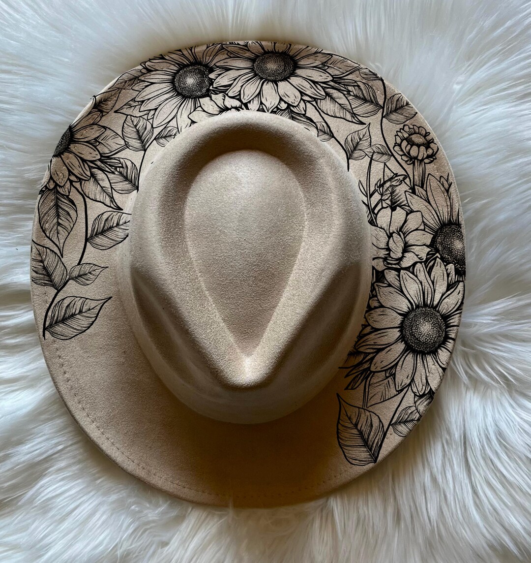 Sunflower Hat Burning Traceable Design, Hat Burning Tracing Stencil for ...