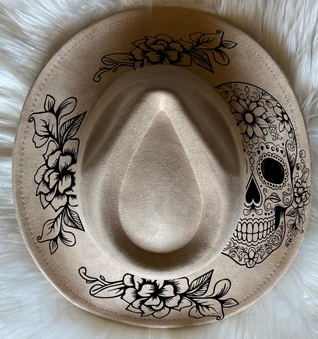 Sugar Skull Hat Burning Traceable Design, Stencil for Wide Brim Hats ...