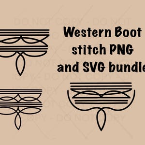 Western Boot Stitch SVG PNG Bundle: Embroidery Design (digital Download ...