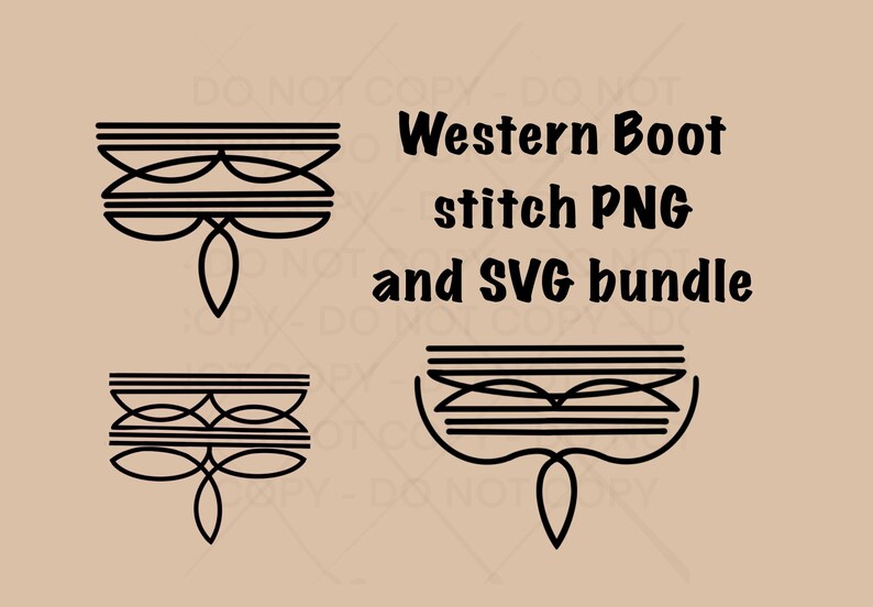Western Boot Stitch SVG PNG Bundle: Embroidery Design (digital Download ...