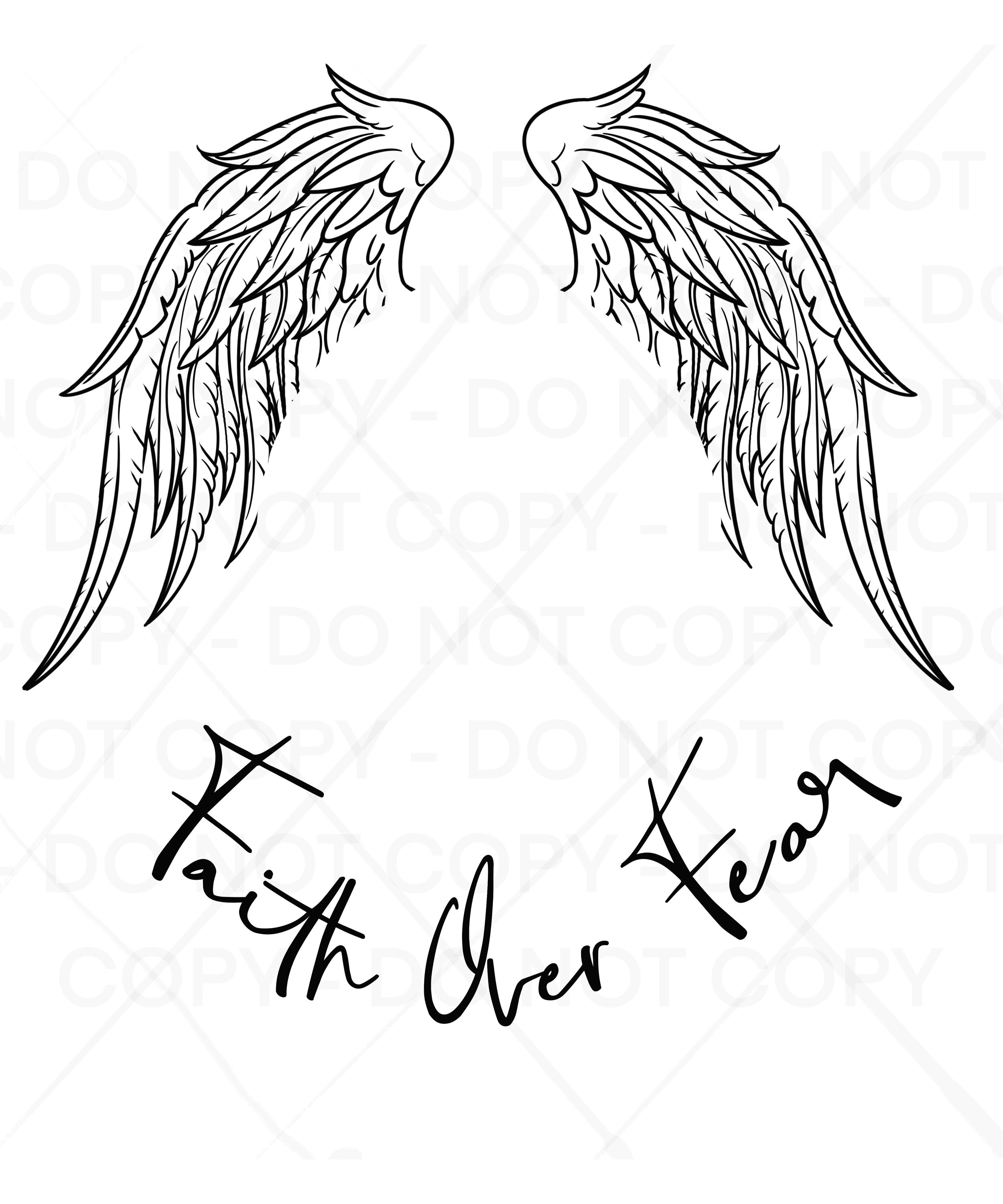 Angel Wings, Faith Over Fear Hat Burning Traceable Design, Hat Burning ...