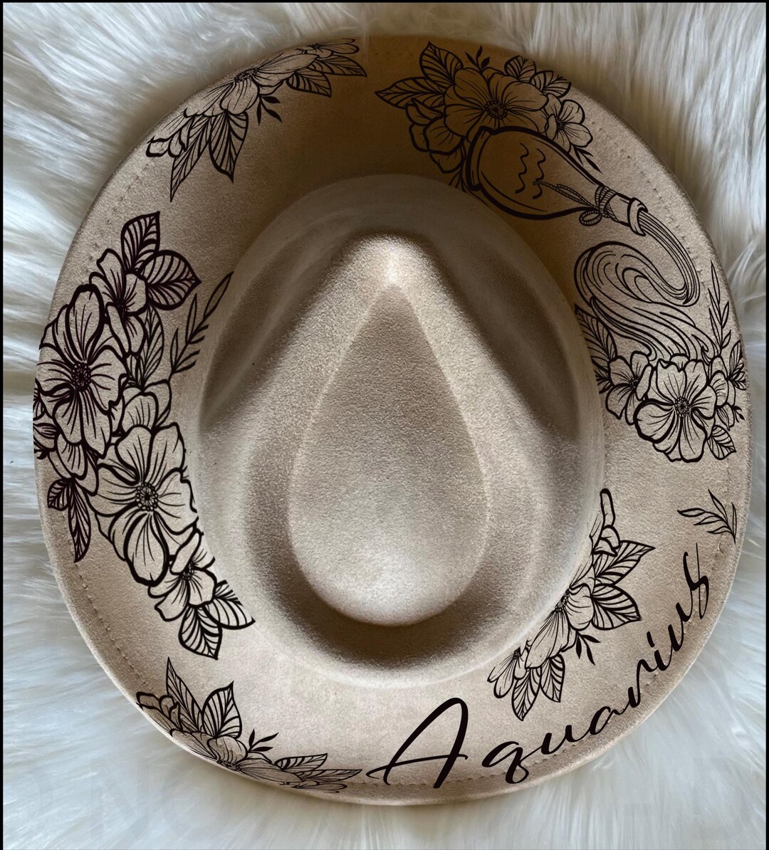 Horoscope, Aquarius Zodiac Hat Burning Traceable Design, Hat Burning ...