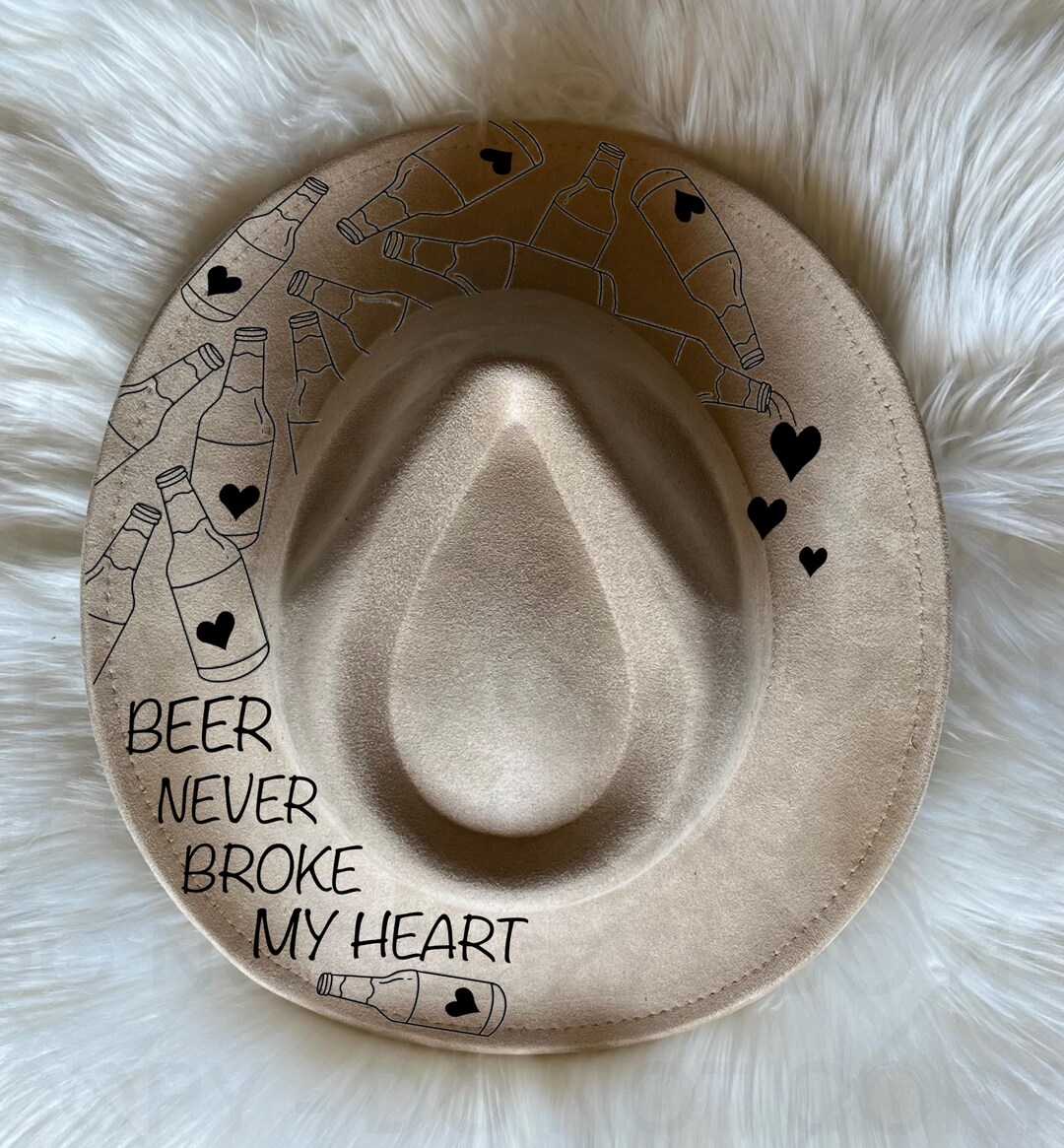Beer Never Broke My Heart Hat Burning Tracing Stencil for Wide Brim ...
