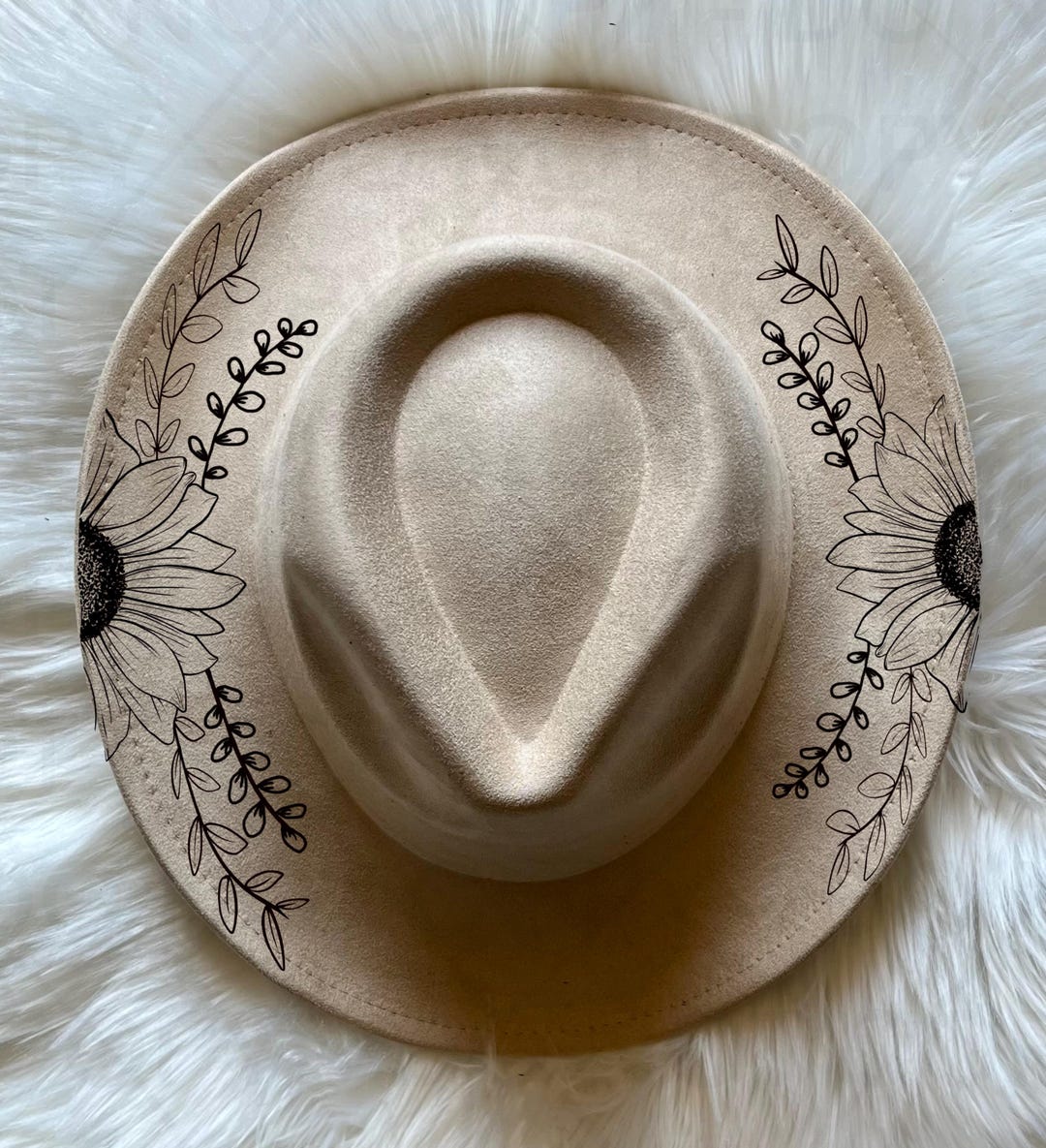 Sunflower Hat Burning Traceable Design, Hat Burning Tracing Stencil for ...