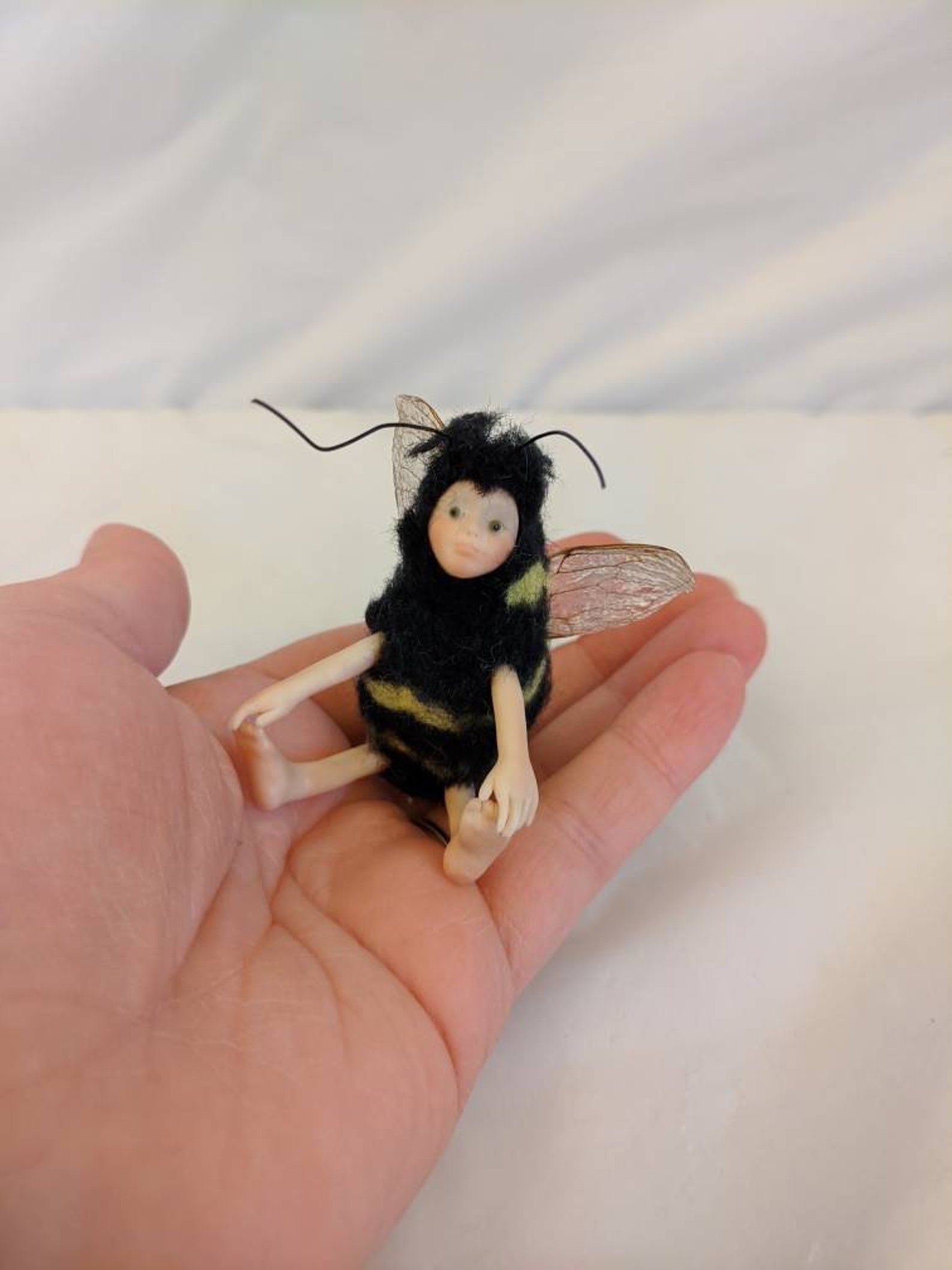 Handmade Artisan Polymer Clay Miniature Bumblebee Honey Bee Costume ...