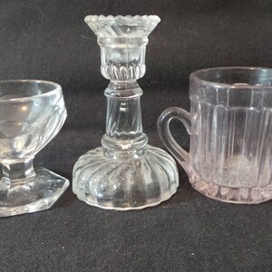 SALE Vintage Clear Pressed Glass Lead Crystal Cups Candlestick Candy ...
