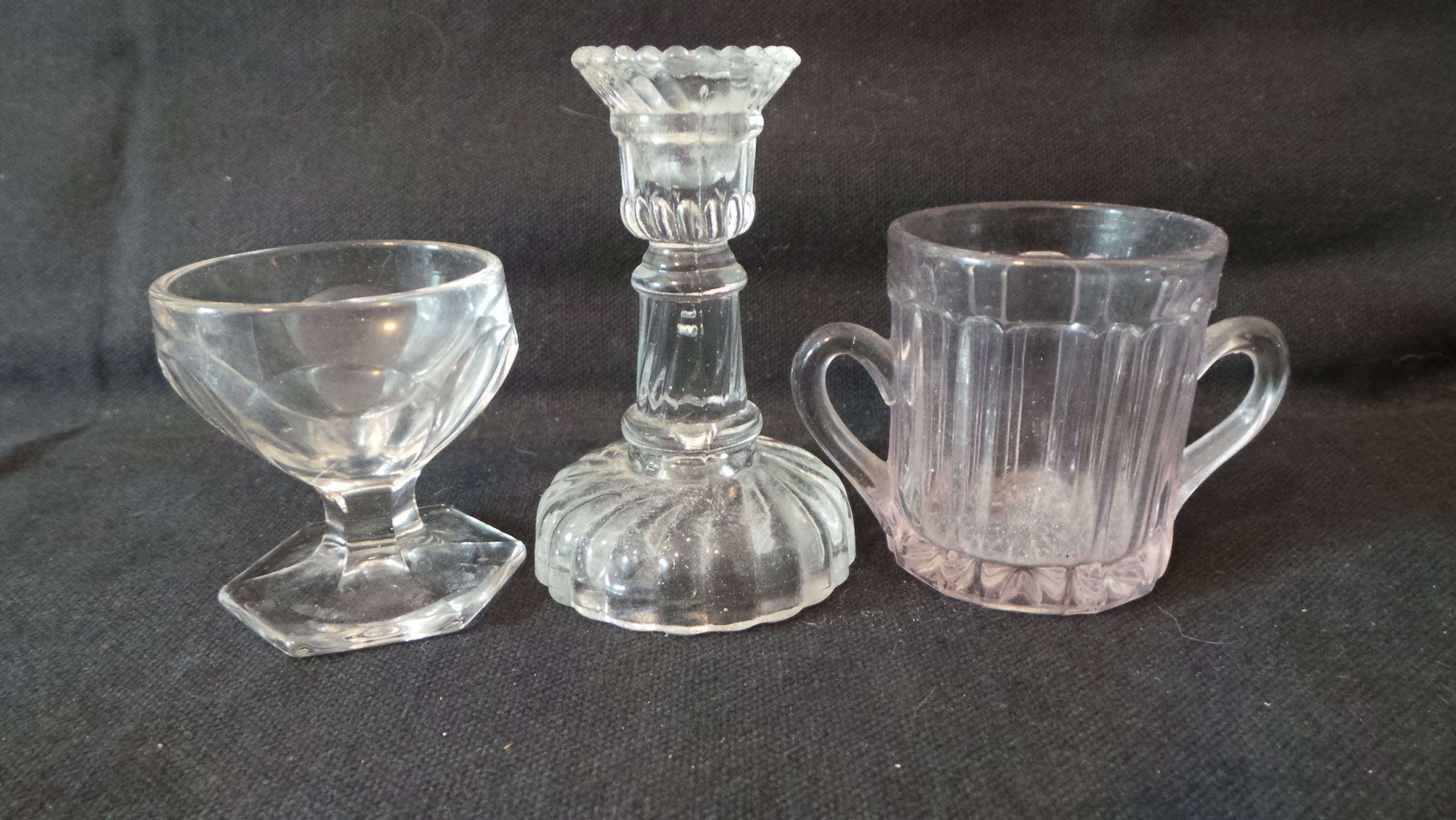 SALE Vintage Clear Pressed Glass Lead Crystal Cups Candlestick Candy ...