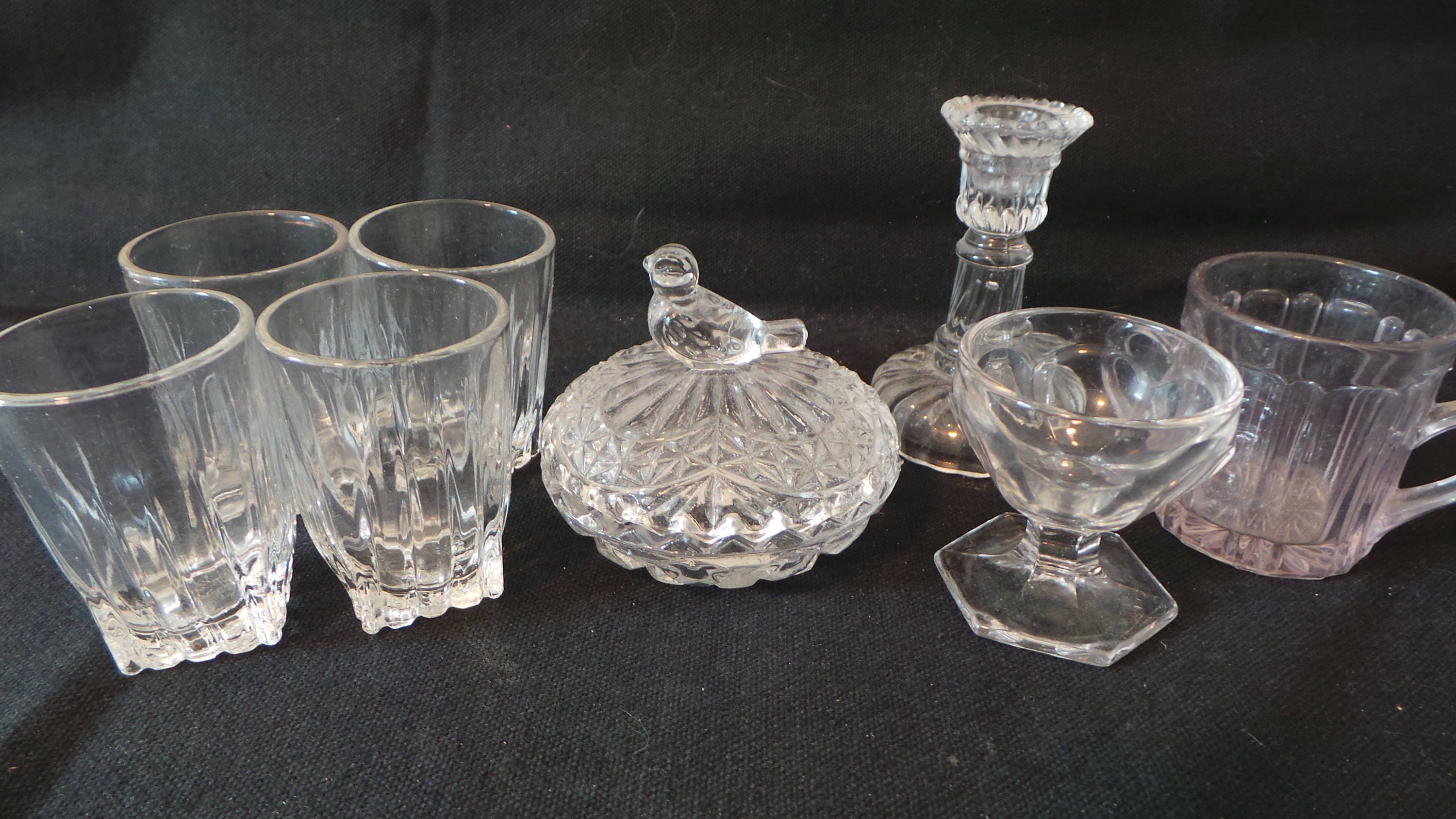 SALE Vintage Clear Pressed Glass Lead Crystal Cups Candlestick Candy ...