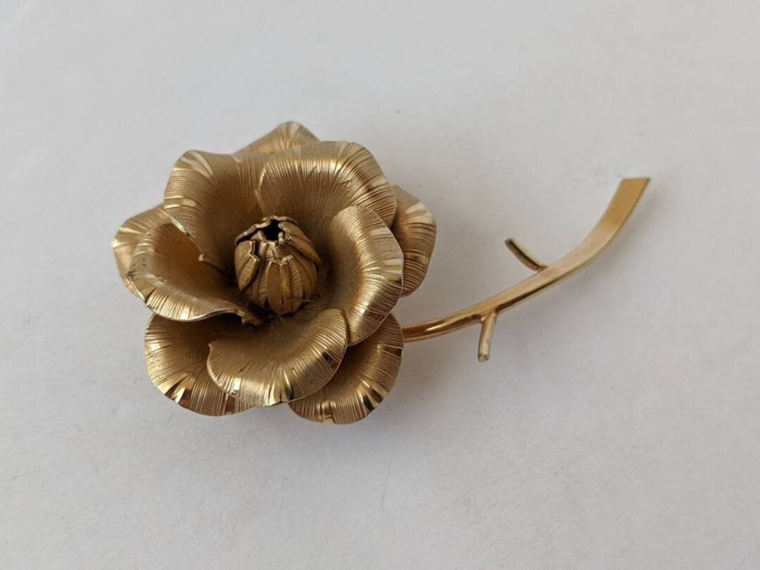 Vintage Signed Wells 1/20 12K GF Gold Filled Rose Flower Brooch Pin - Etsy