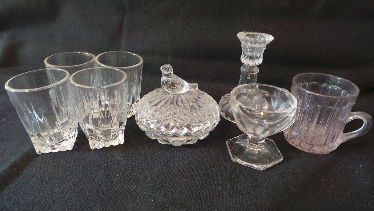 SALE Vintage Clear Pressed Glass Lead Crystal Cups Candlestick Candy ...