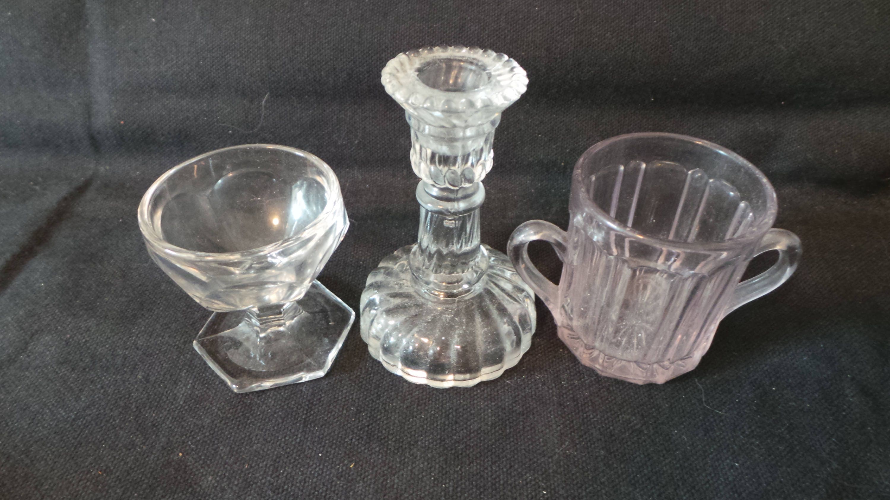 SALE Vintage Clear Pressed Glass Lead Crystal Cups Candlestick Candy ...