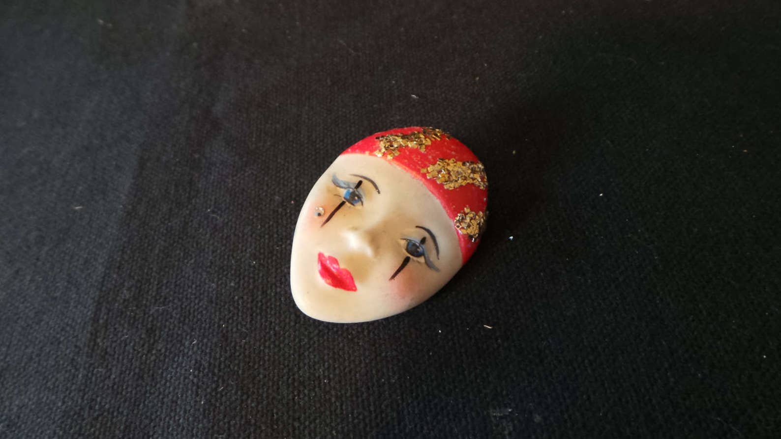 Vintage Ceramic French Mimi Painted Face Cameo Oriental Geisha Sparkle ...