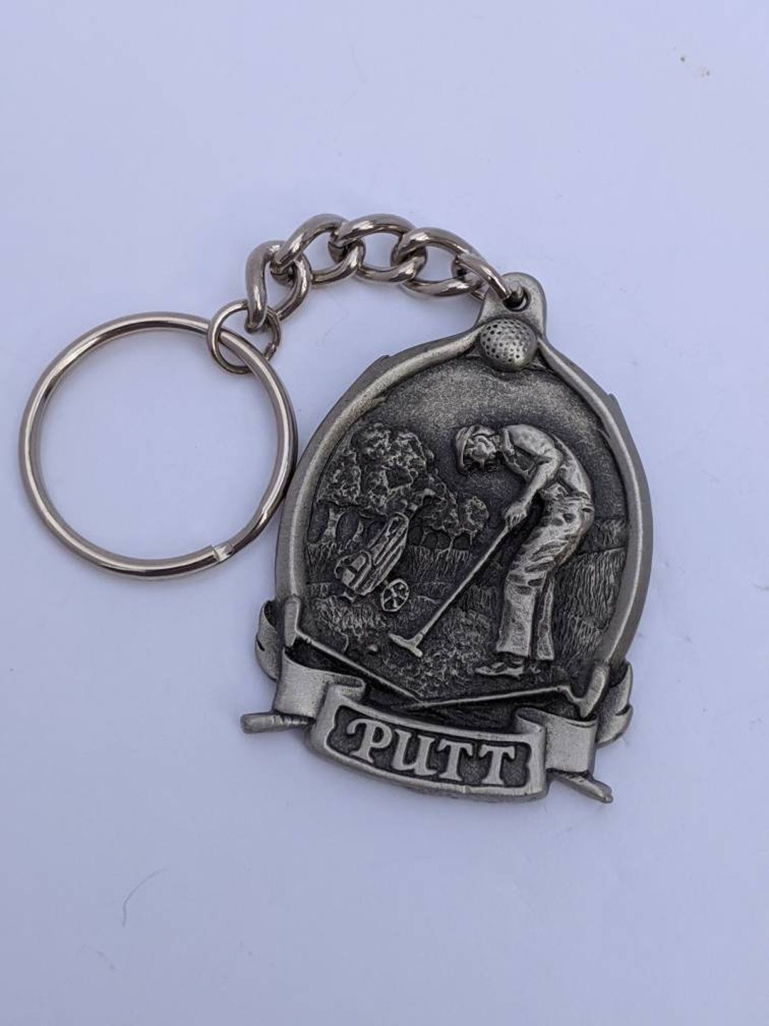 Vintage 1991 Fine Pewter Made in USA PUTT Golf Golfing Golfer Keychain ...