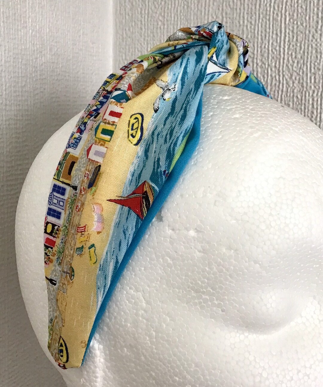 Hairband Cotton Fabric Seaside Beach Hut Coast British UK Hair Band ...