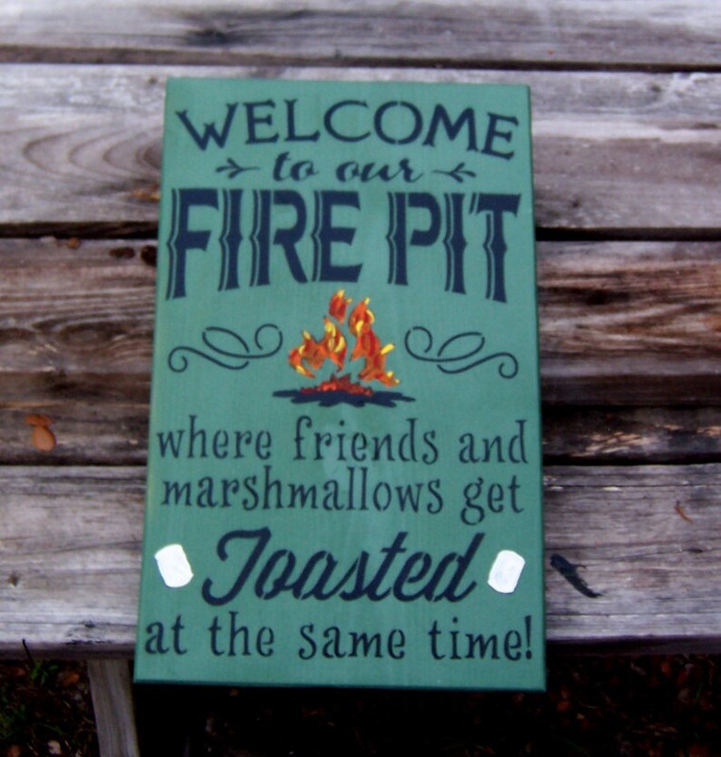 Custom Fire Pit Sign: "marshmallows Get Toasted", Distressed Wood - Etsy