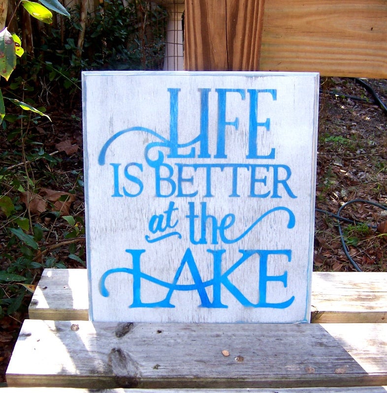 At the Lake Wooden Sign Lake Custom Sign Reads Life is Better at the ...