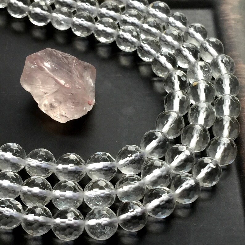 8mm Quartz Crystal Faceted Round Beads Grade A Full Strand - Etsy