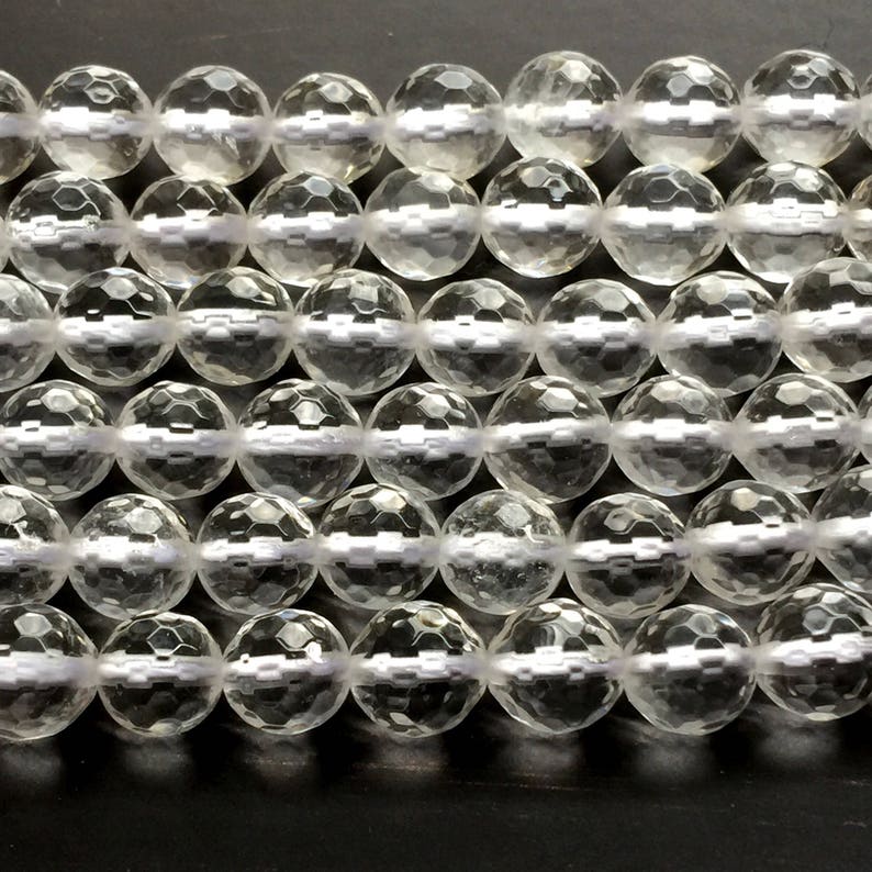 8mm Quartz Crystal Faceted Round Beads Grade A Full Strand - Etsy