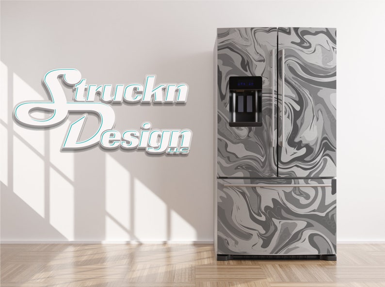 Gray White Marble Swirl Paint Texture Refrigerator Fridge - Etsy
