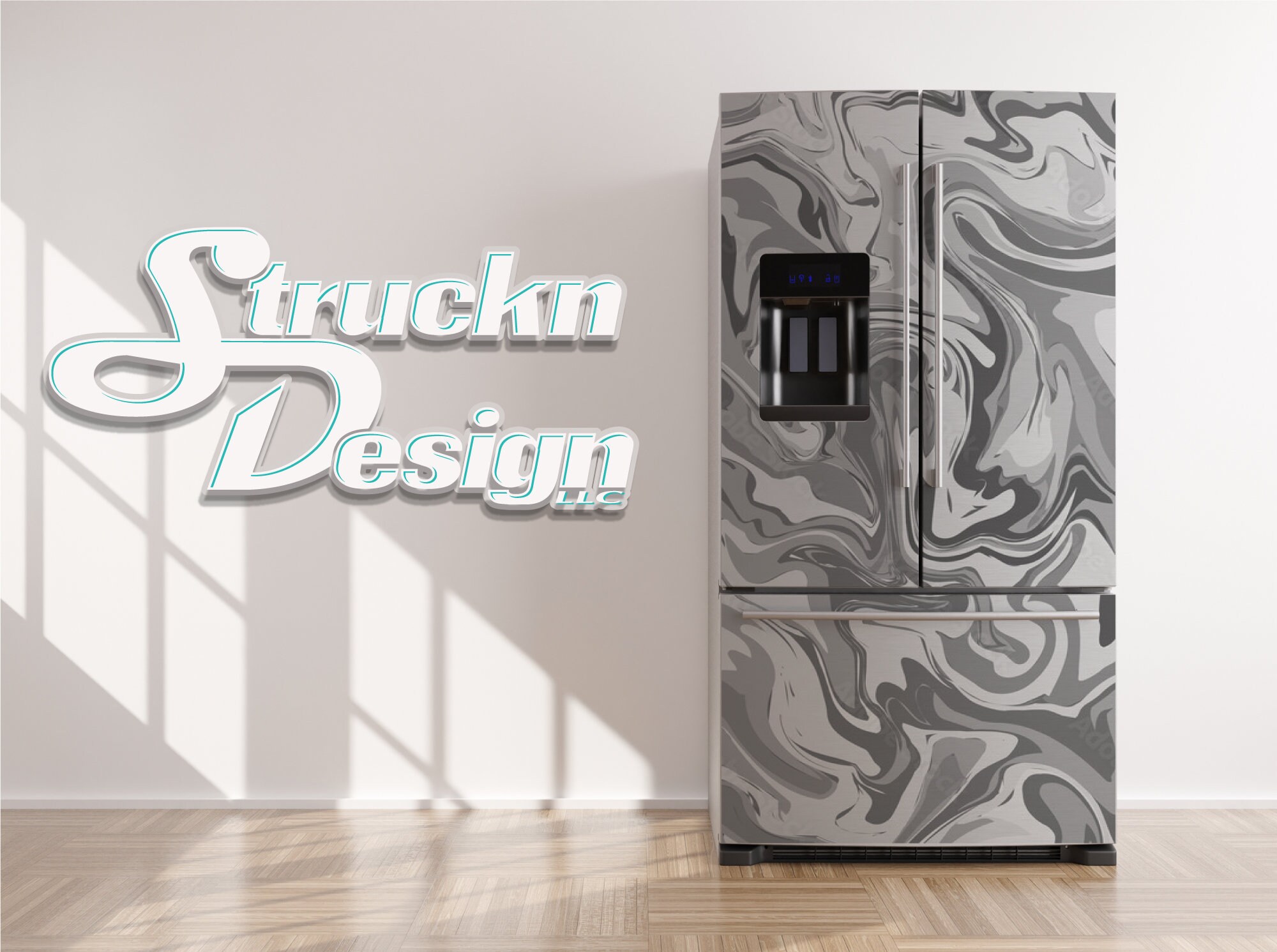 Gray White Marble Swirl Paint Texture Refrigerator Fridge Freezer Wrap ...