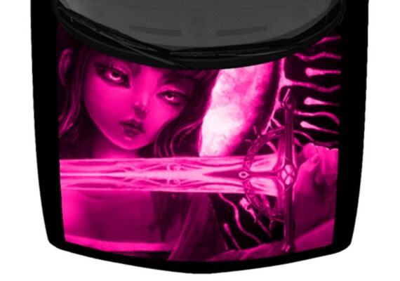 Pink Anime Girl Swords Woman Golden Sun Truck Car Hood Wrap - Etsy