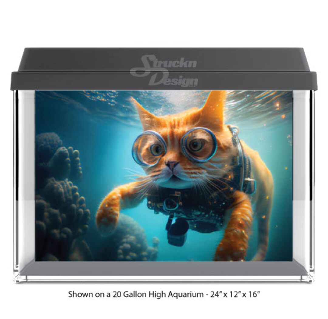 Snorkeling Orange Cat Swimming Water Underwater 10mil Polyester Fish ...
