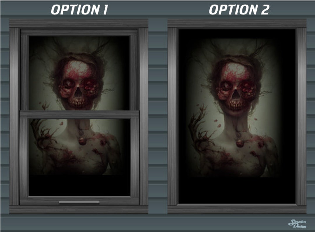 Ghostly Woman Skull Skeleton Horror Dark Window Backlit Wall Backdrop ...