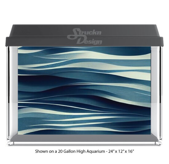 Blue Abstract Waves Graphic Illustrated Ocean 10mil Polyester Fish Tank ...