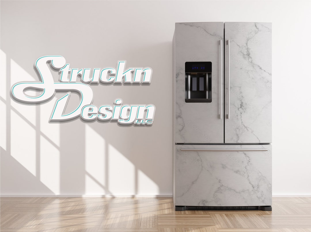 Simple White Gray Marble Modern Rock Stone Refrigerator Fridge Freezer ...