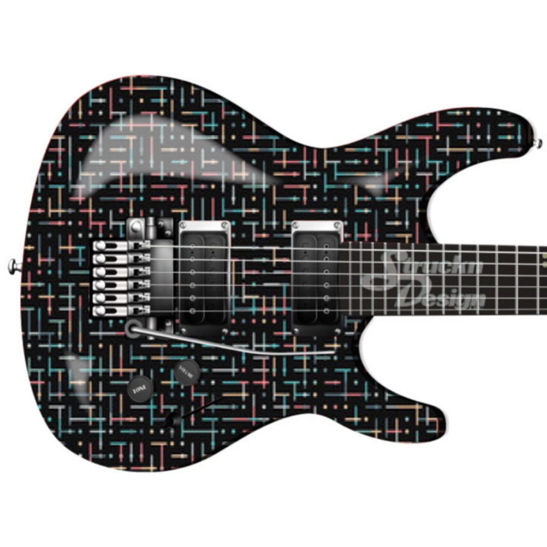 Dots Lines Technology Techno Guitar Bass Metal Vinyl Wrap Skin Decal ...