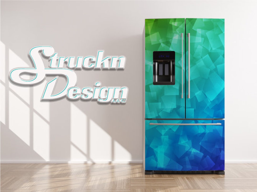 Green Blue Teal Shapes Colorful Geometric Refrigerator Fridge Freezer ...