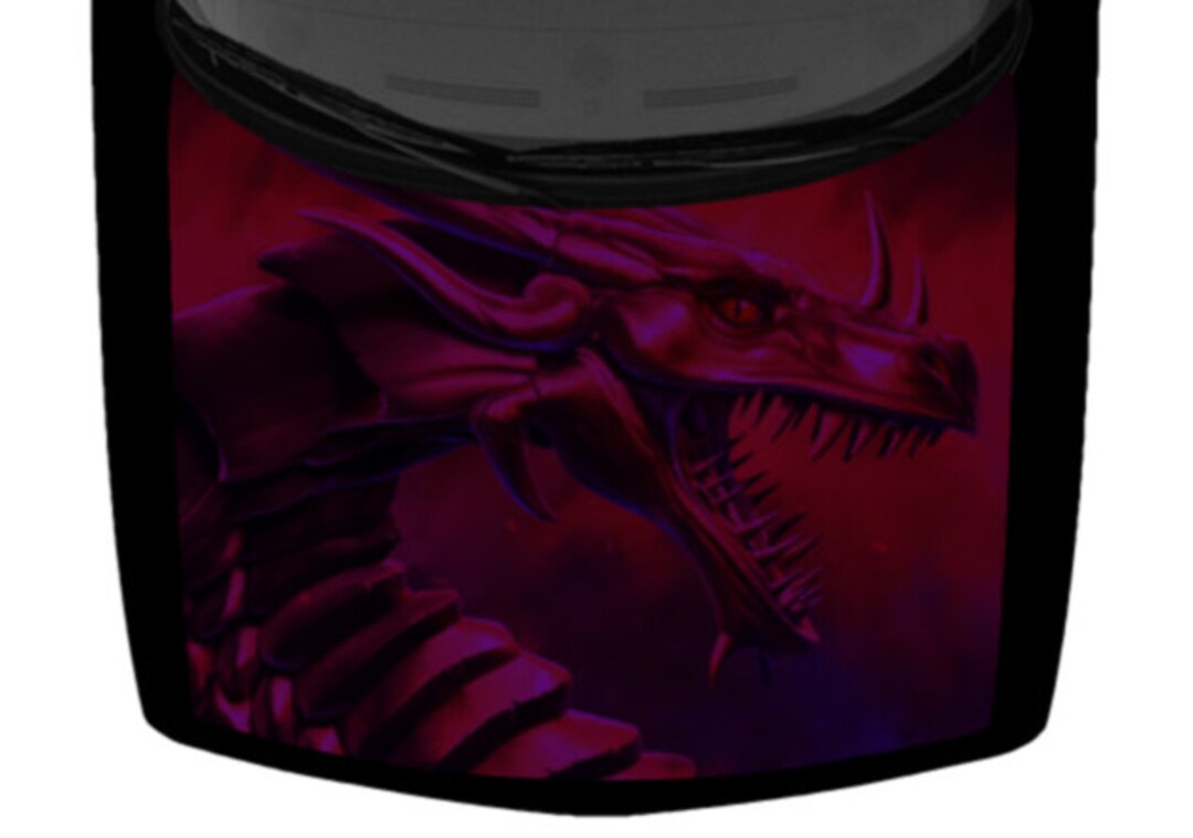 Scaled Dragon Face Red Snarling Kapuze Wrap TRUCK Vinyl Auto Grafik ...