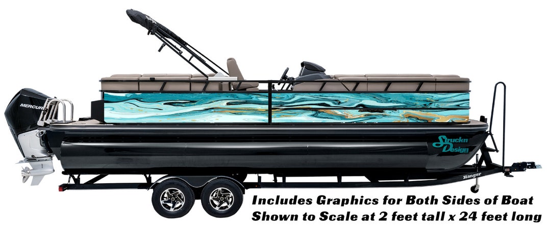 Teal Blue Marble Geode Gold Graphic Wrap Decal Vinyl Bass Fishing ...