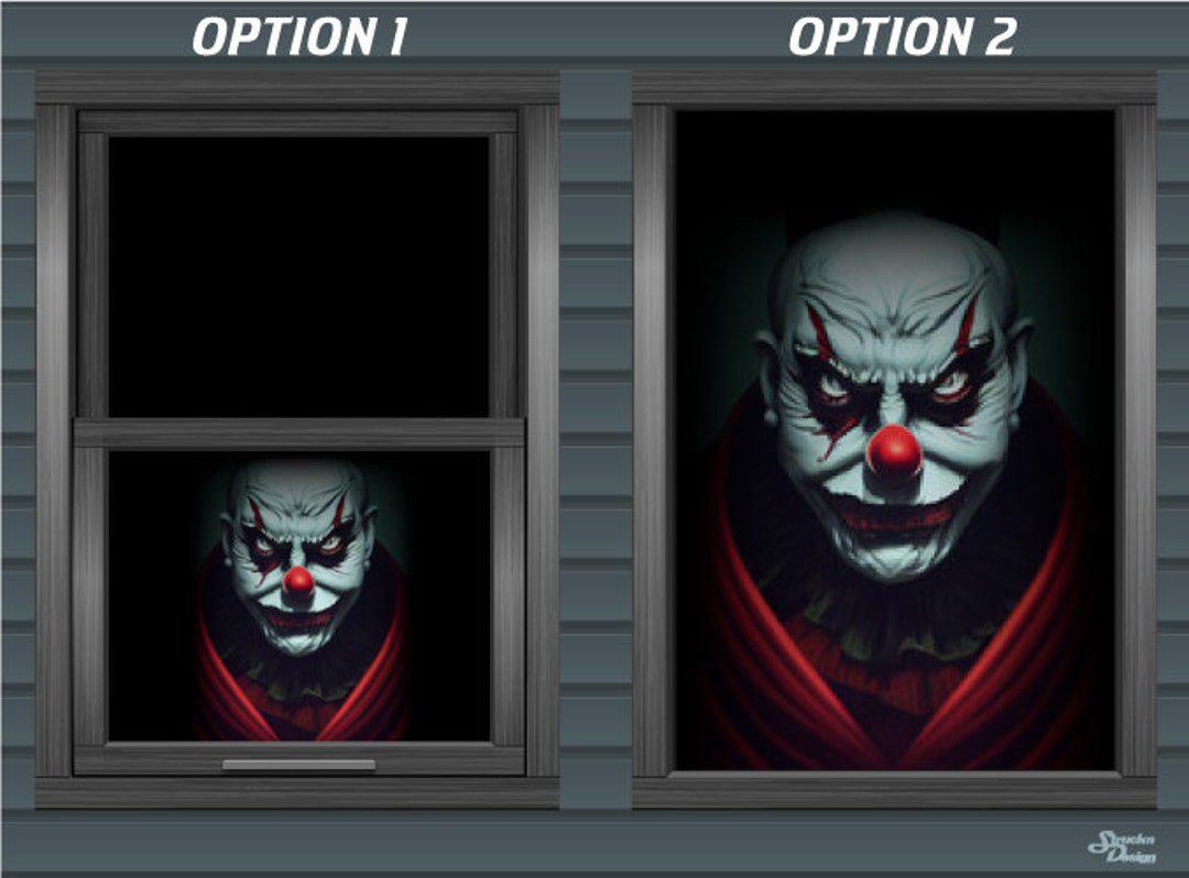 Scary Creepy Horror Laughing Clown Face Window Backlit Wall Backdrop ...