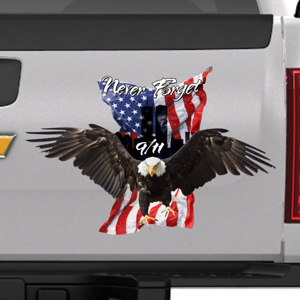 9/11 Never Forget American Flag Bald Eagle Decal Window USA US Side Bed ...
