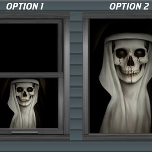 Ghostly Woman Nun Skull Skeleton Horror Window Backlit Wall Backdrop ...