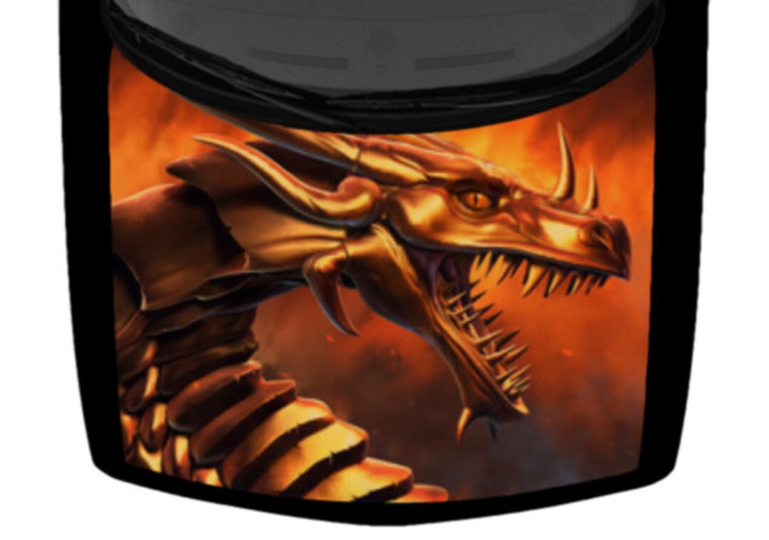 Scaled Dragon Face Snarling Kapuze Wrap Orange Truck Vinyl Auto Grafik ...