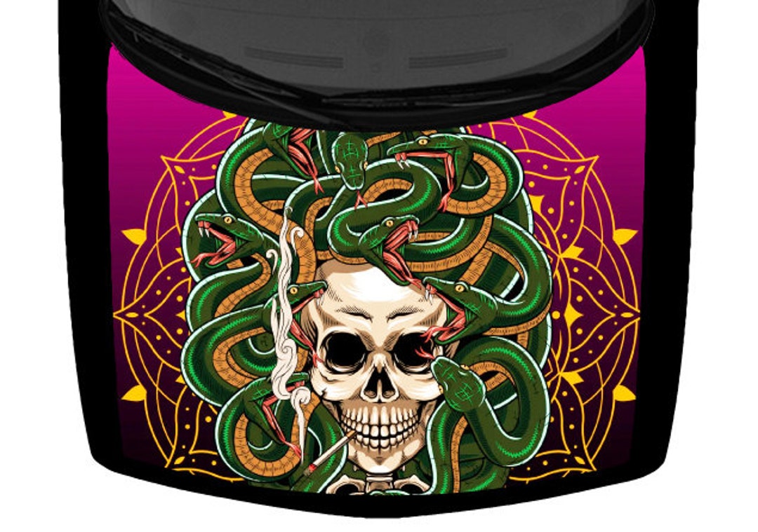 Beige Medusa Snake Skull Black Car Pickup Truck Hood Wrap - Etsy