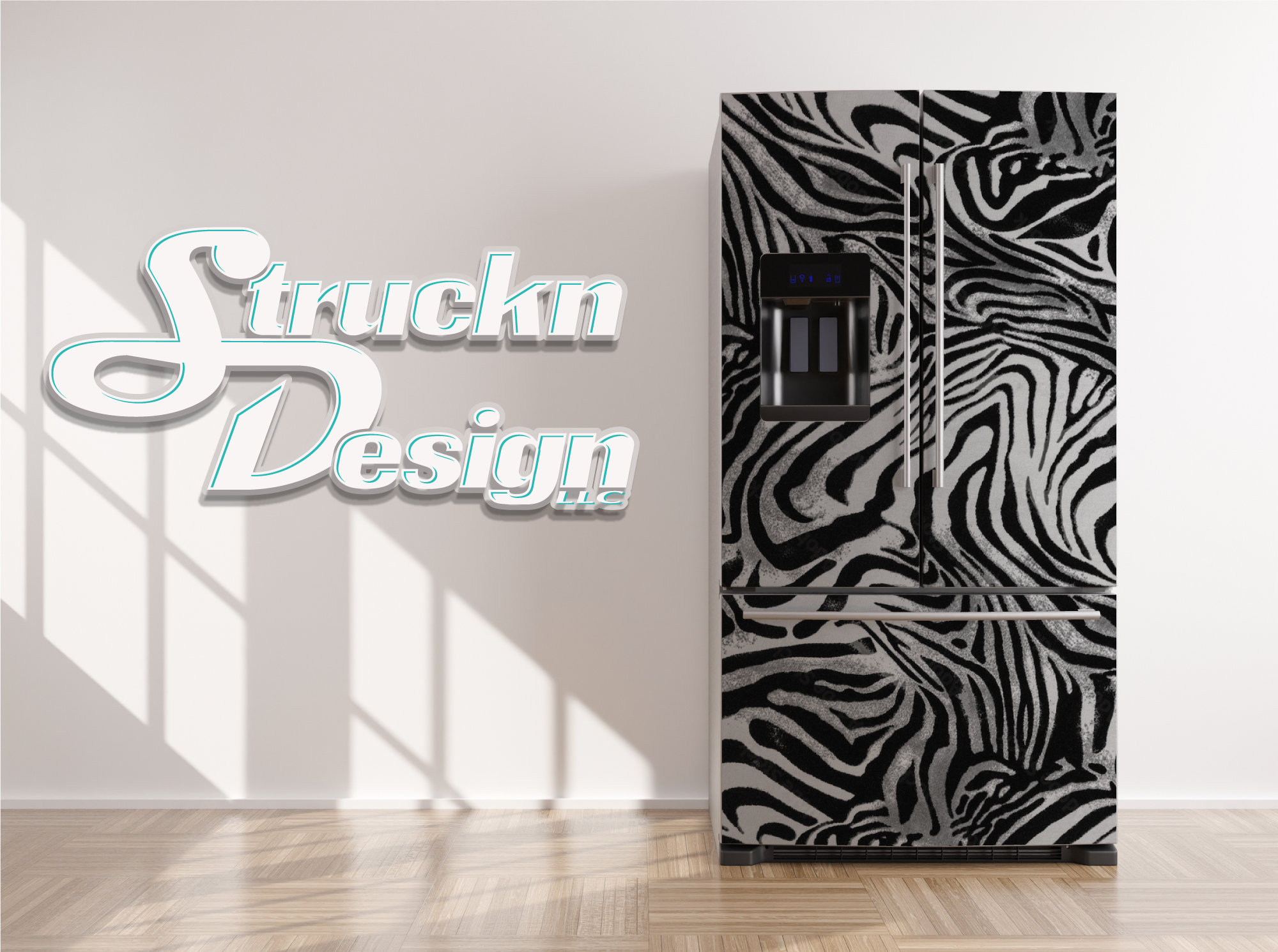Luxury Zebra Print Fur Black White Safari Refrigerator Fridge Freezer ...
