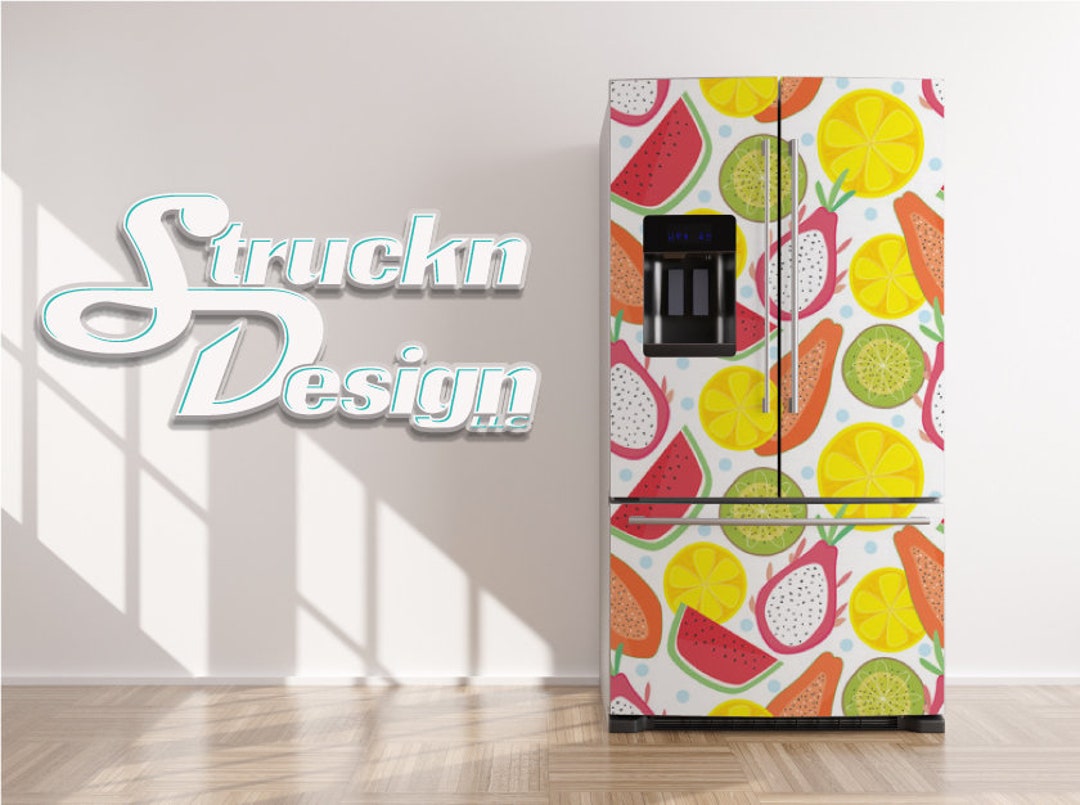 Illustrated Summer Fruit Watermelon Lemon Refrigerator Fridge Freezer ...
