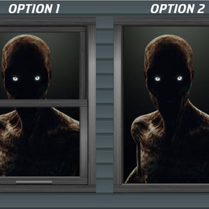 Monster Man Zombie Scary Face Eyes Horror Window Backlit Wall Backdrop ...