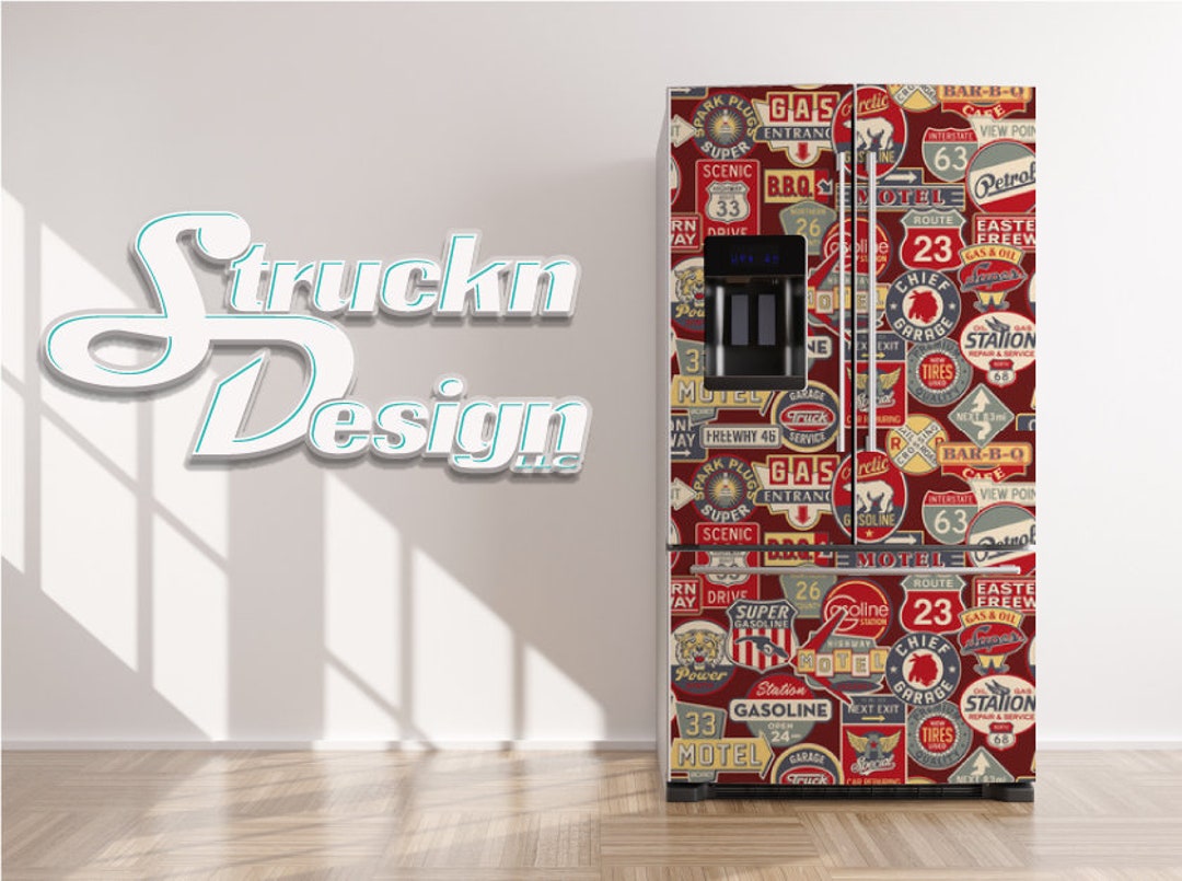 Road Signs Pattern Refrigerator Fridge Freezer Wrap Side by Side Top ...