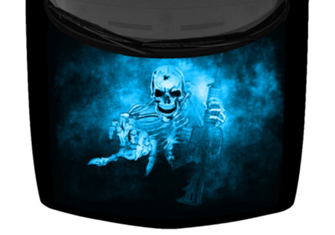 Light Cyan Skeleton Reaching Gun Truck Car Hood Wrap Vinyl Graphic ...